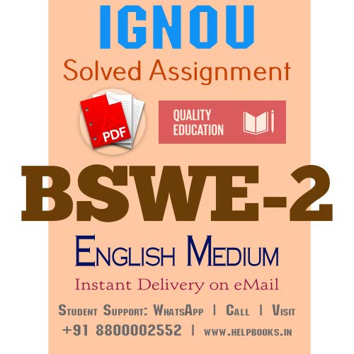 Buy BSWE2 IGNOU Solved Assignment 2020-2021 (English Medium) BSWE-2 > P ...