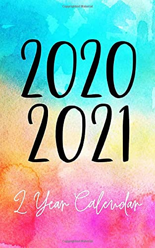2020 2021 2 year calendar: colorful watercolor monthly planner ( 5 x 8 ...