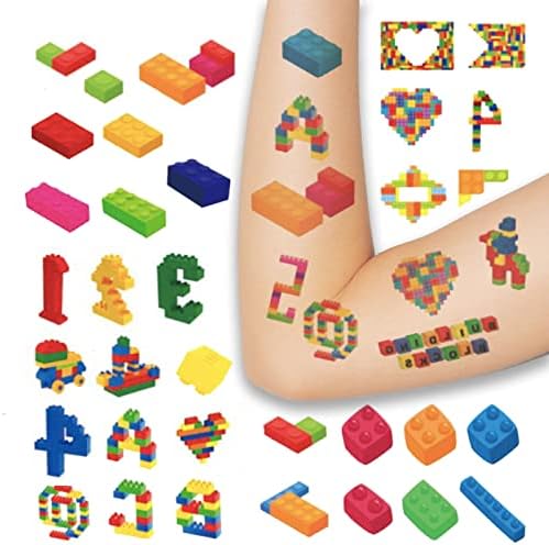 Amazon.com : Mivofun Building Block Tattoo Stickers Pack 220PCS(20 ...