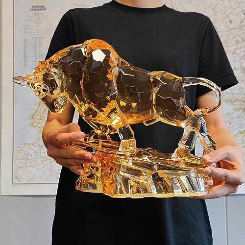 Amazon.com: HOZUSO Acrylic Bull Statue Wall Street Bull Statue ...