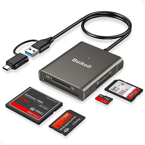 Beikell 4 in 1 Dual Connector USB C & USB 3.0 Card Reader, 4 Cards ...