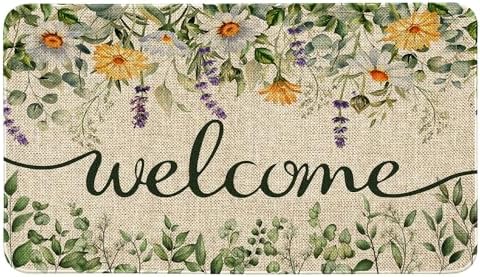Amazon.com: Ideasonna Spring Summer Welcome Door Mat Eucalyptus Floral ...