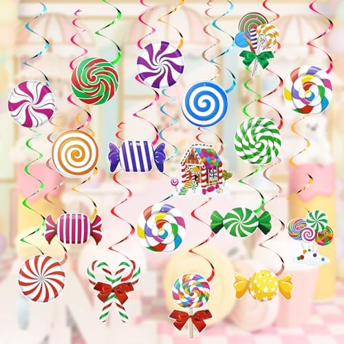 Amazon.com: 36 Pieces Candy Hanging Swirls Decorations, Candyland ...
