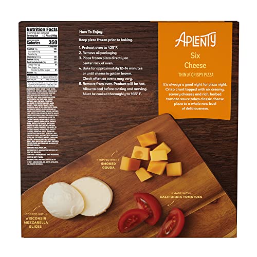 Amazon Brand - Aplenty, Six Cheese Thin And Crispy Pizza, 15.7 Oz (Frozen)