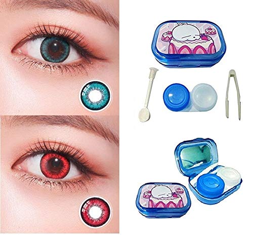 Buy Optify Turquoise,Red Monthly Colored Contact Lenses For Eye Men and ...