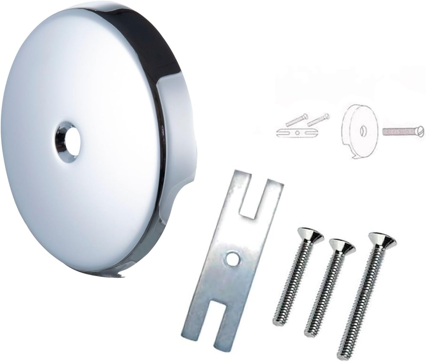 Bathtub Overflow Drain Cover Single Hole 3-1/8", Overflow Face Plate ...