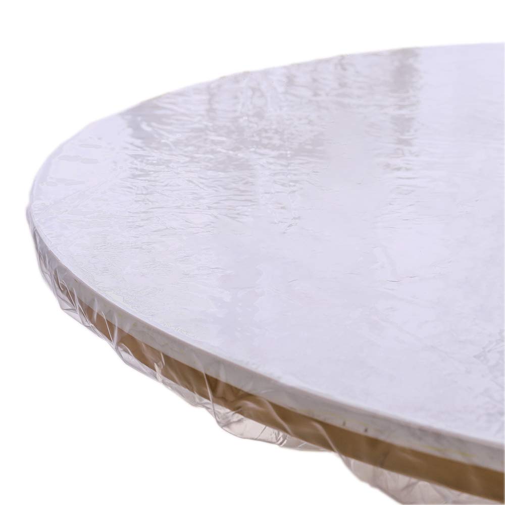 Amazon.com: Clear Round Vinyl Fitted Tablecloth Waterproof Oilcloth ...