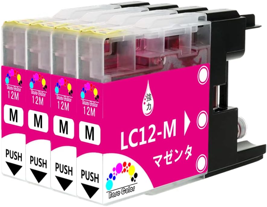 Amazon.co.jp: LC12-M 互換インク4本セット (LC12-M マゼンタ*4) 大容量 残量表示機能付 ICチップ対応（注文後 ...