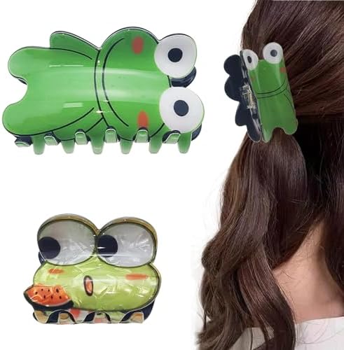 Amazon.com : 2 PACK Frog Hair Claw Clips, Acetate Animal Hair Clip ...