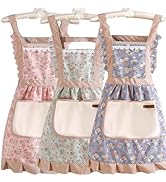 Amazon.com: 3 Pieces Aprons for Women with Pockets, Floral Kitchen ...