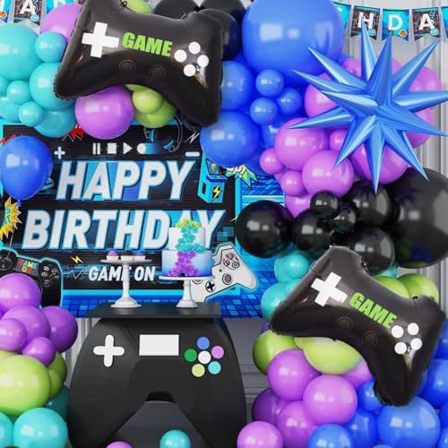 Amazon.com: 120PCS Video Game Balloon Arch Kit, Blue Purple Green Black ...