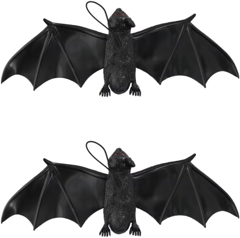 Amazon.com: SOL MAR Black Hanging Bat Halloween Decor 2 Pack - Spooky ...