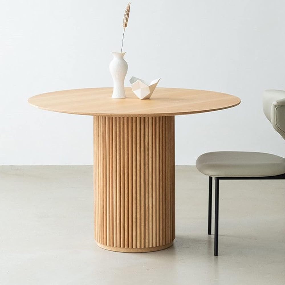 Round Marble Dining Table Modern White Natural Pine Wood Pedestal ...