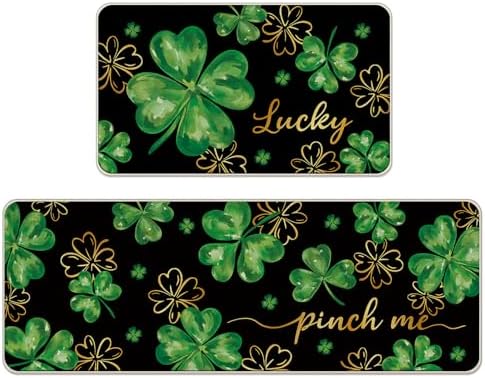 Amazon.com: Tailus St Patricks Day Lucky Shamrock Kitchen Rugs Set of 2 ...