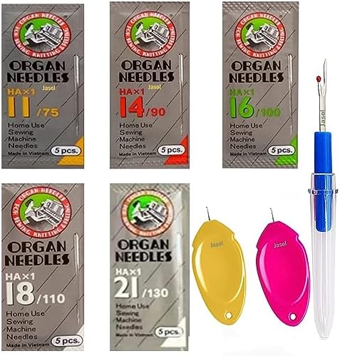 Organ Sewing Machine Needles Set of 5 Pack 11,14,16,18,21 with Sewing ...