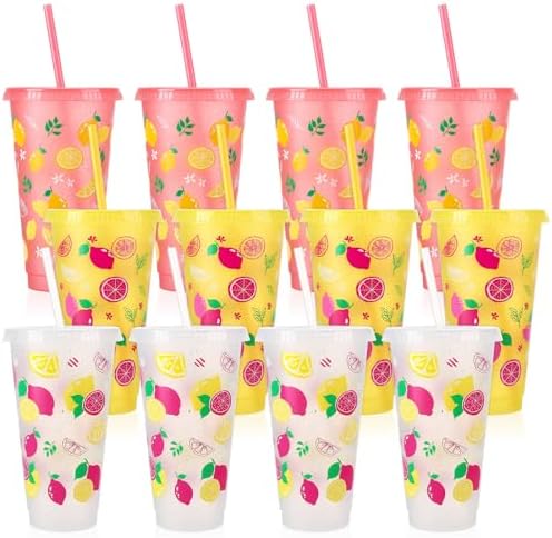 Amazon.com: SiliFine 12 Pcs Capri Lemon Plastic Cups with Lids and ...