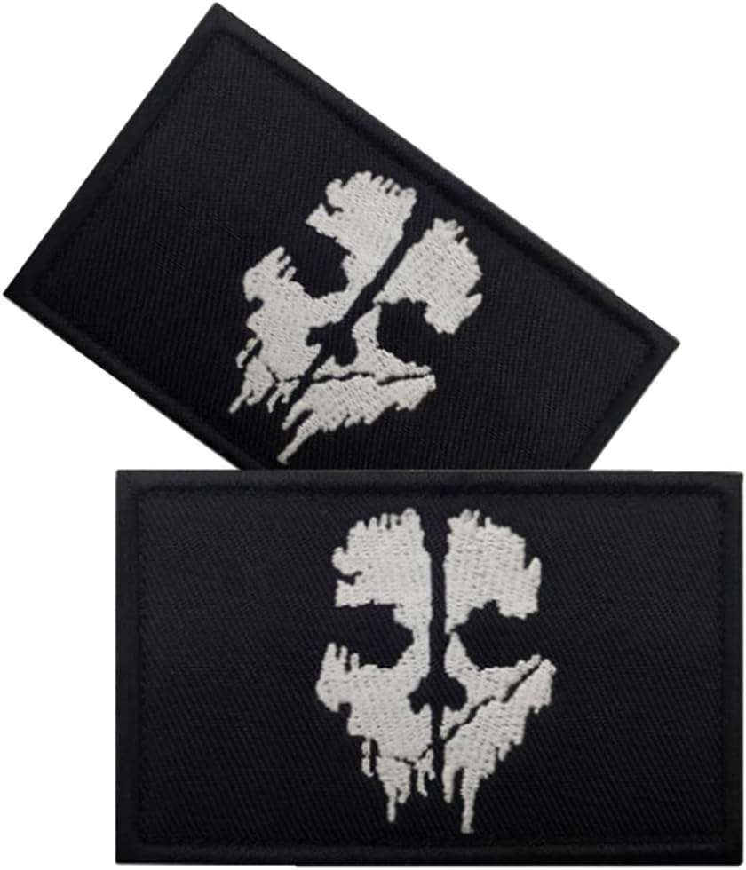 Amazon.com: Call of Duty Ghost Skull Patch Tactical Morale Badge Hook and Loop Embroidered Patch ...