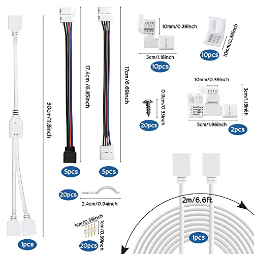 SIYINGSAERY LED Light Connector Kit, 5050 RGB 10mm 4 Pin Led Strip ...