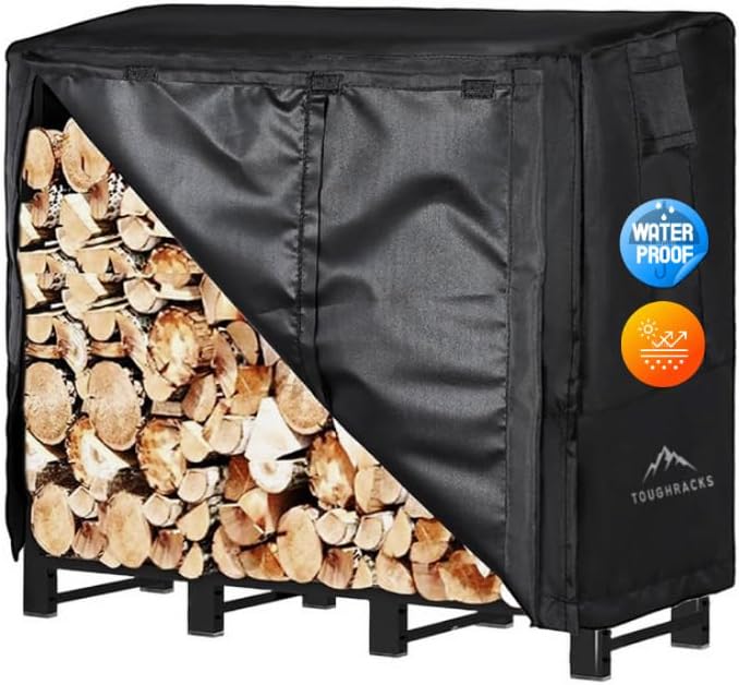 Amazon.com: TOUGHRACKS Firewood Rack Cover 4FT | Waterproof & Heavy ...