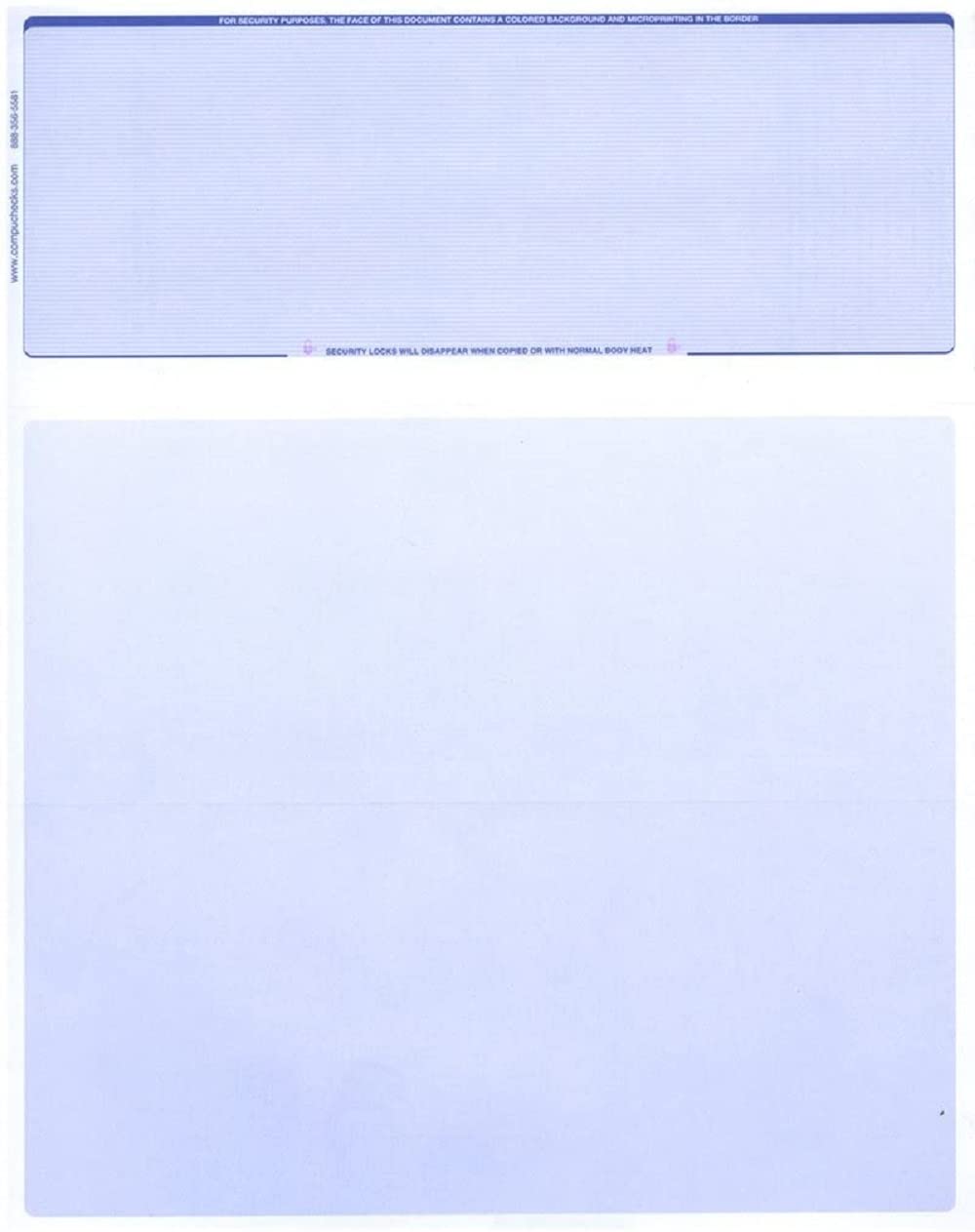 250 Computer Check Paper -Blank Stock Check Paper - Check on Top Blue ...