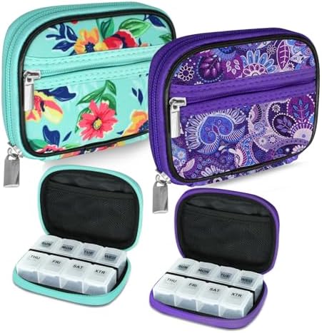 Amazon.com: Serfeymi Weekly Travel Pill Organizer Pill Case for Purse ...