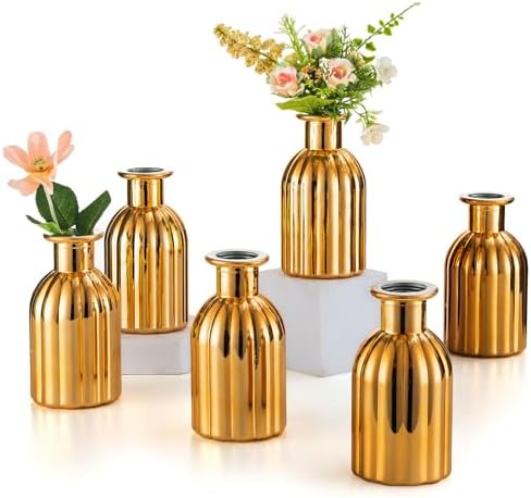 Amazon.com: Inweder Gold Vases for Flowers - Small Glass Vases for ...