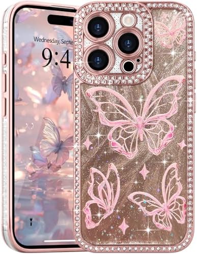 Amazon.com: L-FADNUT for iPhone 15 Pro Bling Butterfly Case, Cute ...