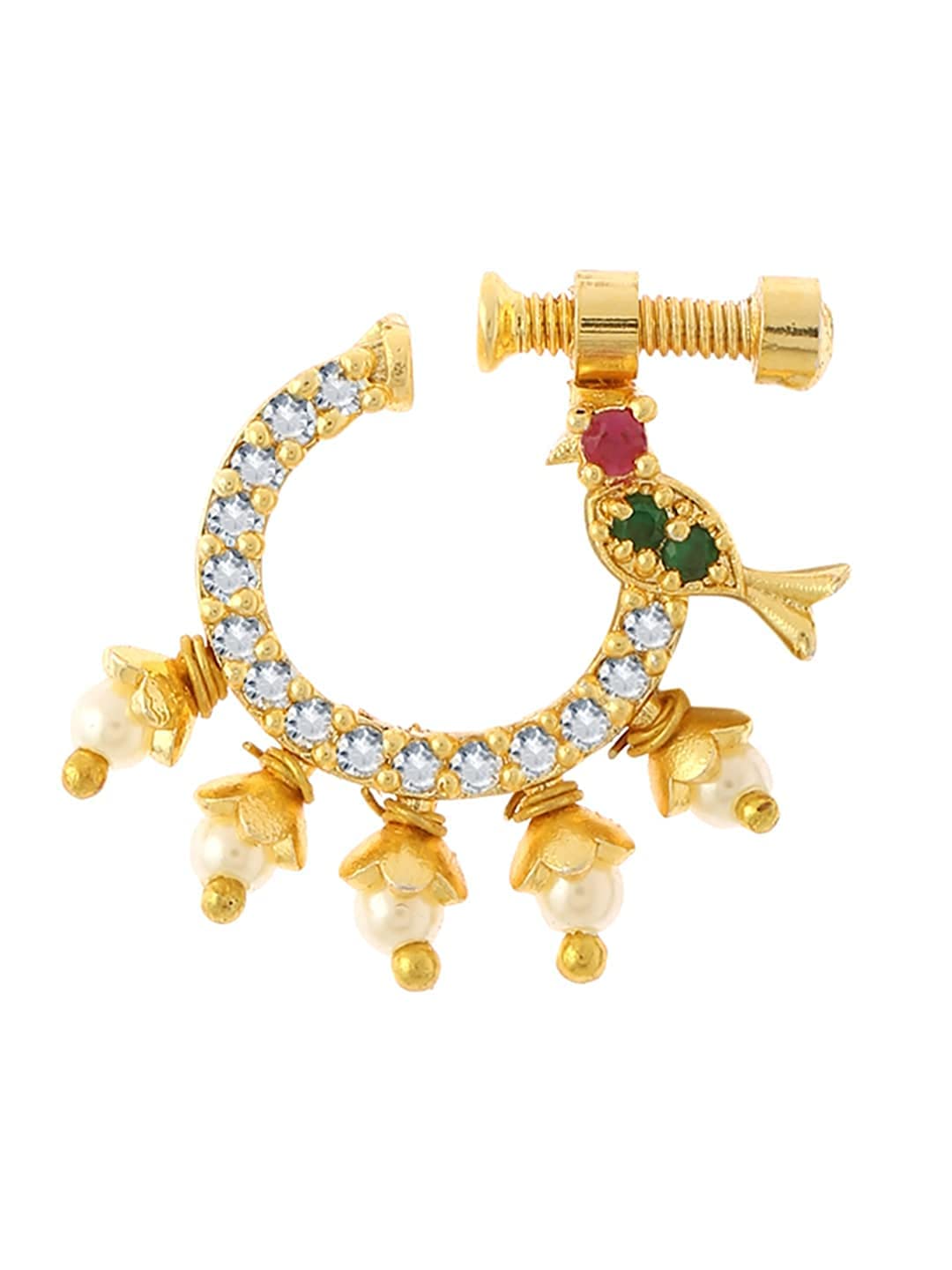 Buy UG PRODUCTS Peacock Design Non-Piercing Screw Press Nose Pin For ...