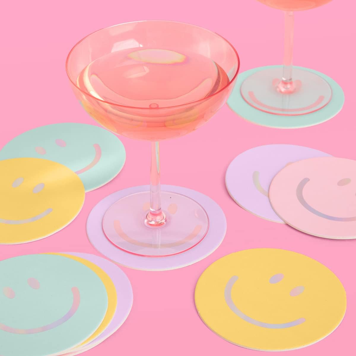 Amazon.com: xo, Fetti Smile Pastel Party Drink Coasters - 16 pcs ...