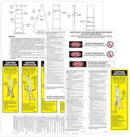10 Pcs Step Ladder Safety Stickers Compatible with Werner Fiberglass ...