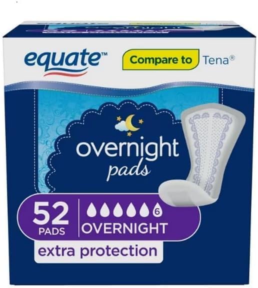 Amazon.com: Equate Women's Incontinence Pads, Overnight (52 Count ...
