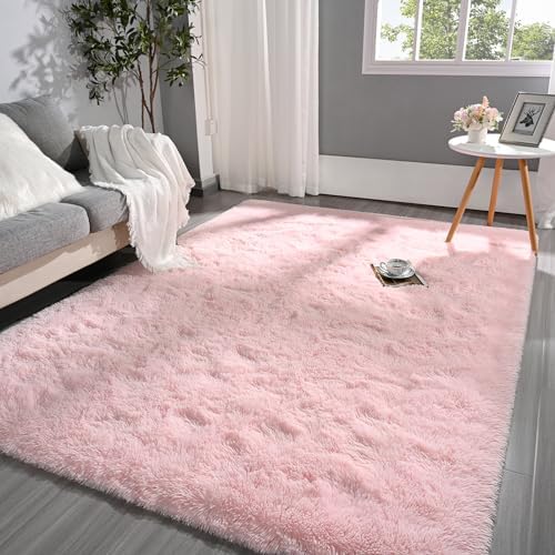 Amazon.com: Pettop Fluffy Pink Rug for Bedroom Living Room, 3x5 Feet ...