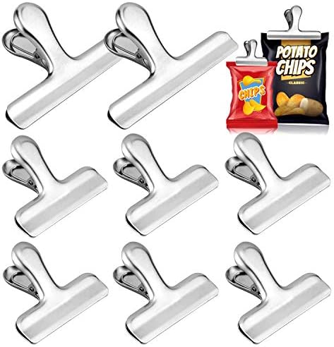 Whaline Stainless Steel Chip Clips Set, 4.7'' & 3'' Chip Bag Clips ...