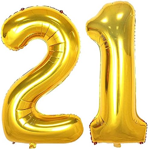 Amazon.com: 40inch Gold Number 21 Balloon Party Festival Decorations ...