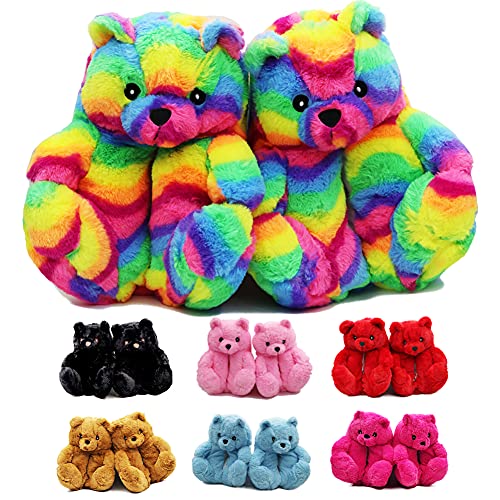 Teddy Bear Slippers Women's Plush Home Indoor Warm Winter All Inclusive ...