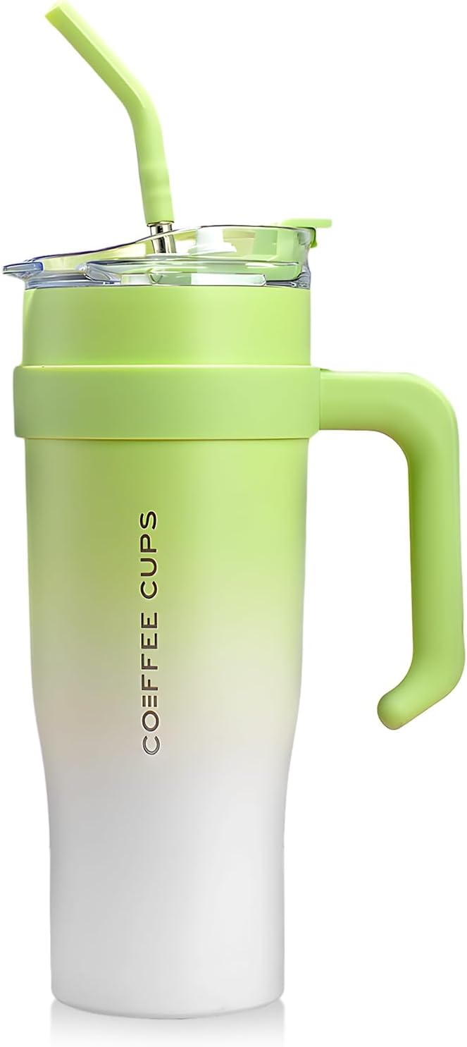 40OZ Vaso Térmico de Acero Inoxidable,Café de Vacío de Pared Doble con asa,Taza de Café de Viaje ...