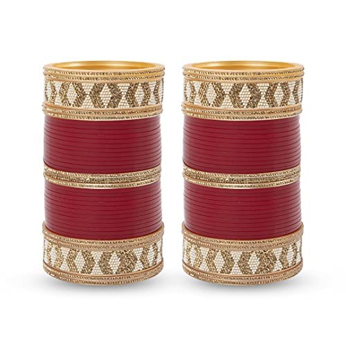 Buy CHOTTEY LAL AND SONS Bridal Punjabi Chura Wedding Maroon Choora ...