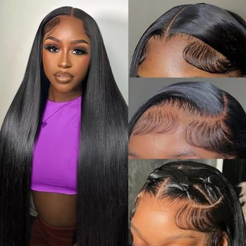 Amazon.com : Beauty Queen 16A Straight Lace Front Wigs Human Hair Pre ...