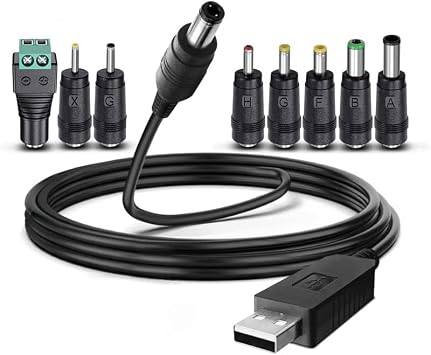 Amazon.com: USB 5V to DC 12V 1A(max) Power Cord Cable for Alexa Dot ...