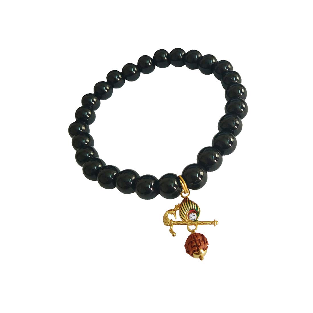 Buy RICH AND FAMOUS Krishna Flute Black Beads Bracelet for Men & Women ...