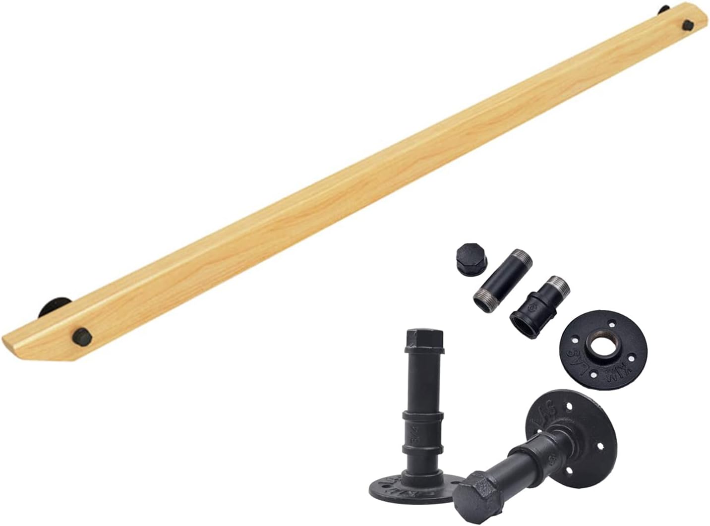 MaGiLL Wooden Wall Stair Handrail with Iron, Complete Kit, Stair ...