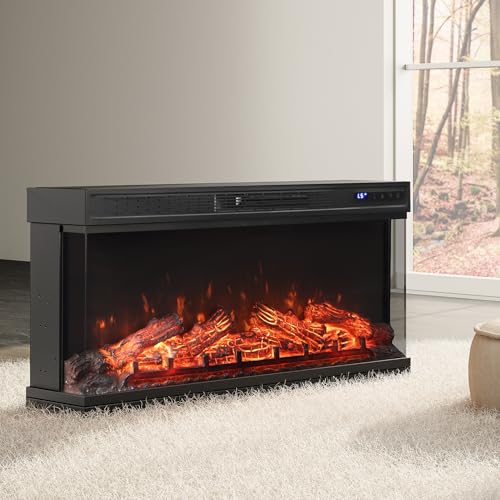 WAMPAT 36" 3-Sided Glass Electric Fireplace Insert,12 Colors Fireplace ...