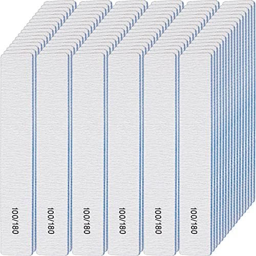 Amazon.com : Lanties 200 Pcs 100/180 Grit Nail Files, Reusable Nail ...