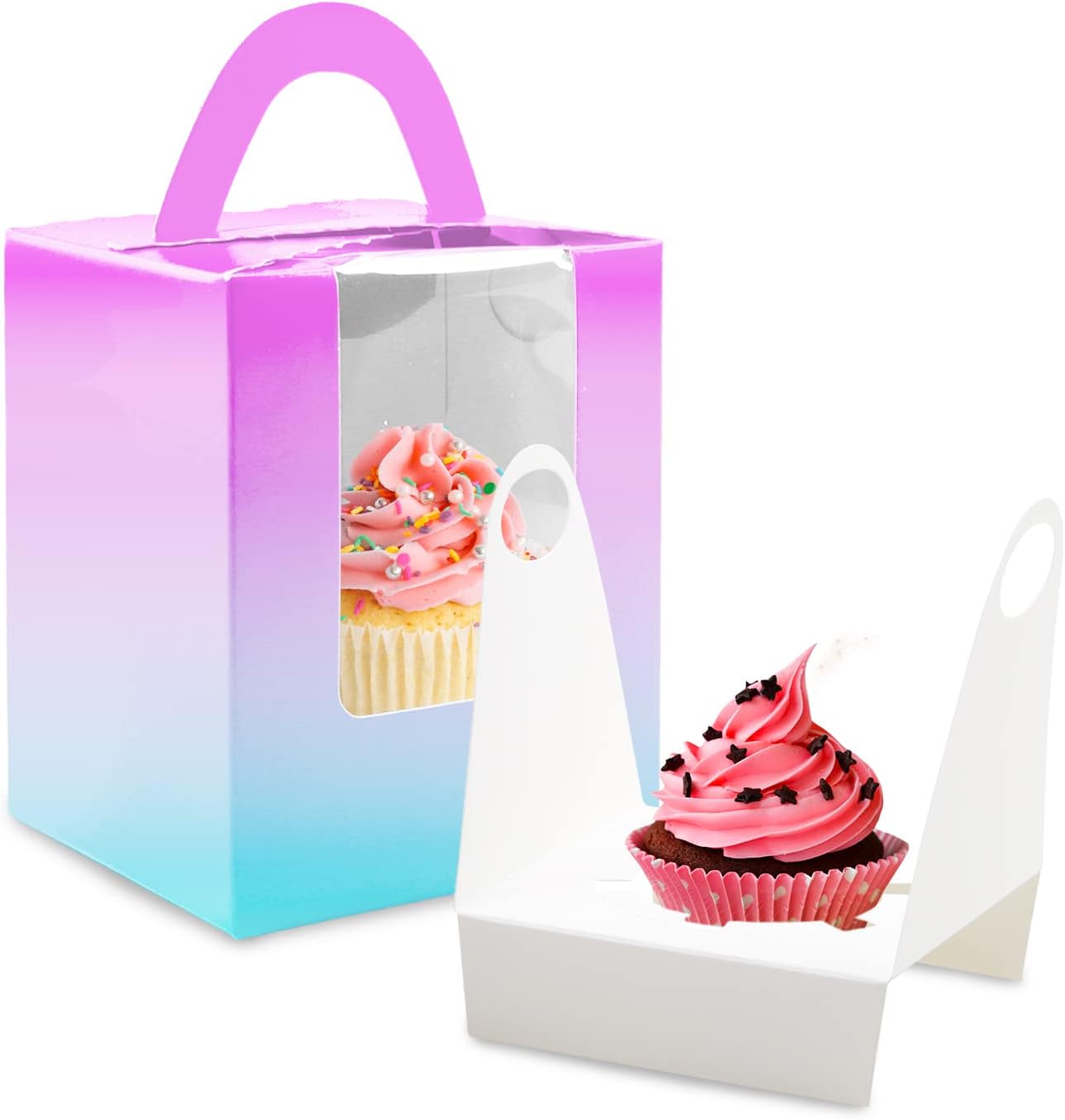 Amazon.com: KEYIDO 30 Pcs Individual Cupcake Boxes Gradient Single ...