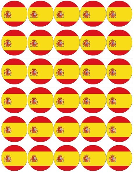 30 Spain Spanish Flags Cupcake Toppers Edible Wafer Paper Fairy Cake ...