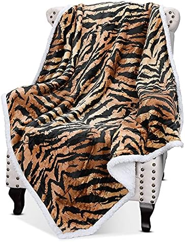 Amazon.com: Sleepwish Tiger Sherpa Blanket Tiger Stripes Pattern ...