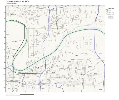 Amazon.com : ZIP Code Wall Map of North Kansas City, MO ZIP Code Map ...