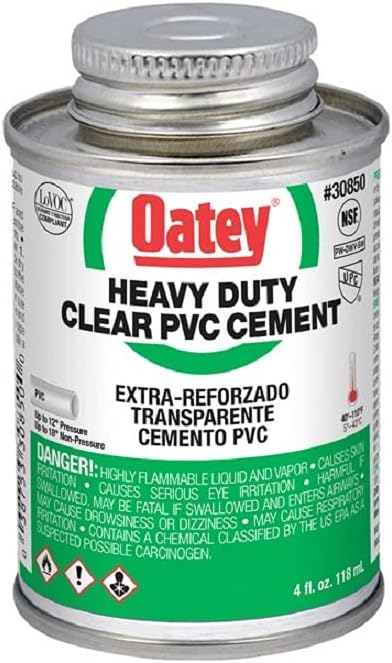 Amazon.com: Oatey 30850 Heavy Duty Solvent Cement, 4 Oz, Can, Liquid ...