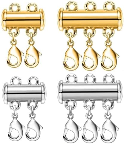 4Pcs Magnetic Necklace Clasps, Necklace Layering Clasp, Double & Triple ...