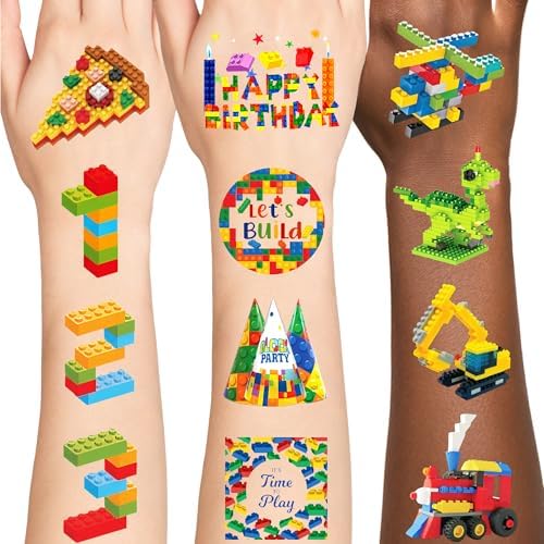 Amazon.com : Building Block Individually Wrapped Tattoos, Block ...